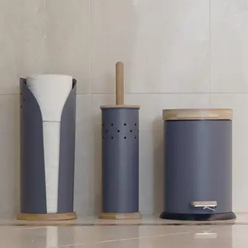 3 Piece Toilet Roll Holder Brush Bin Set
